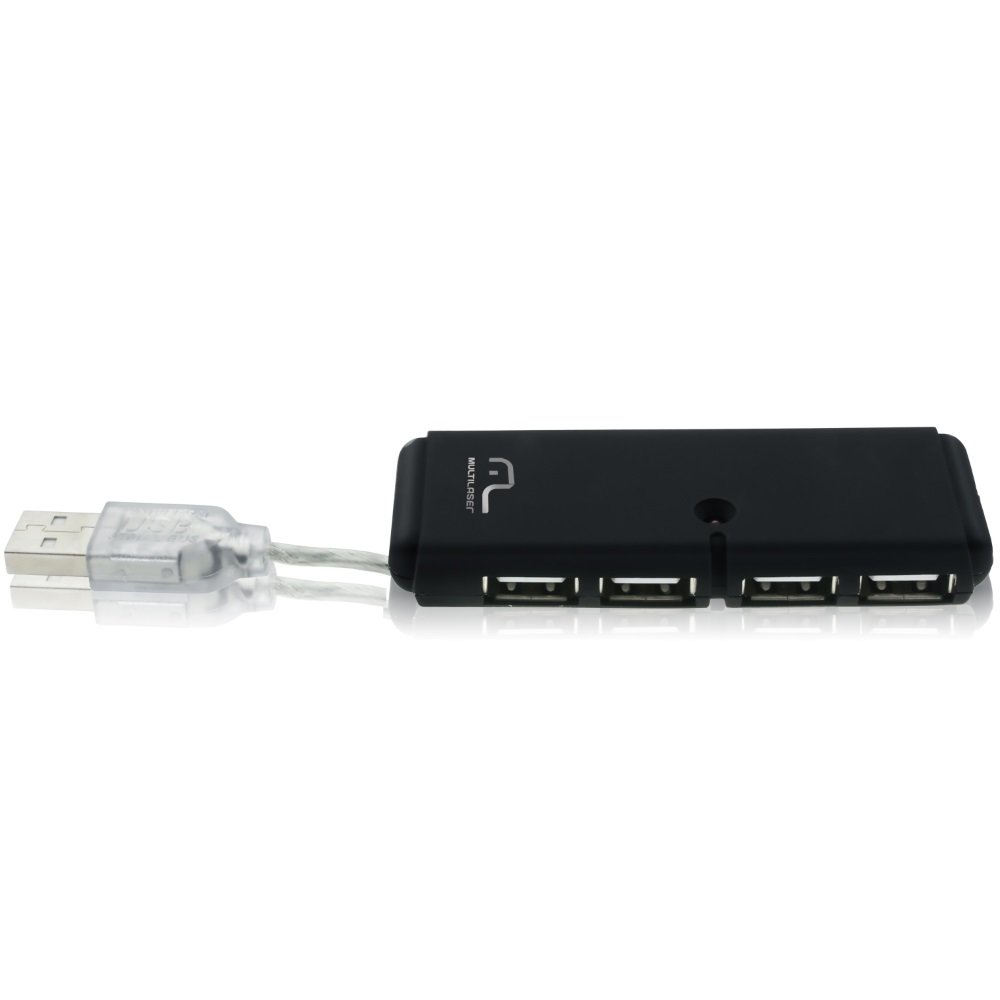 Hub USB 2.0 - 4 portas - Slim - Multilaser - Preto - AC064 - waz