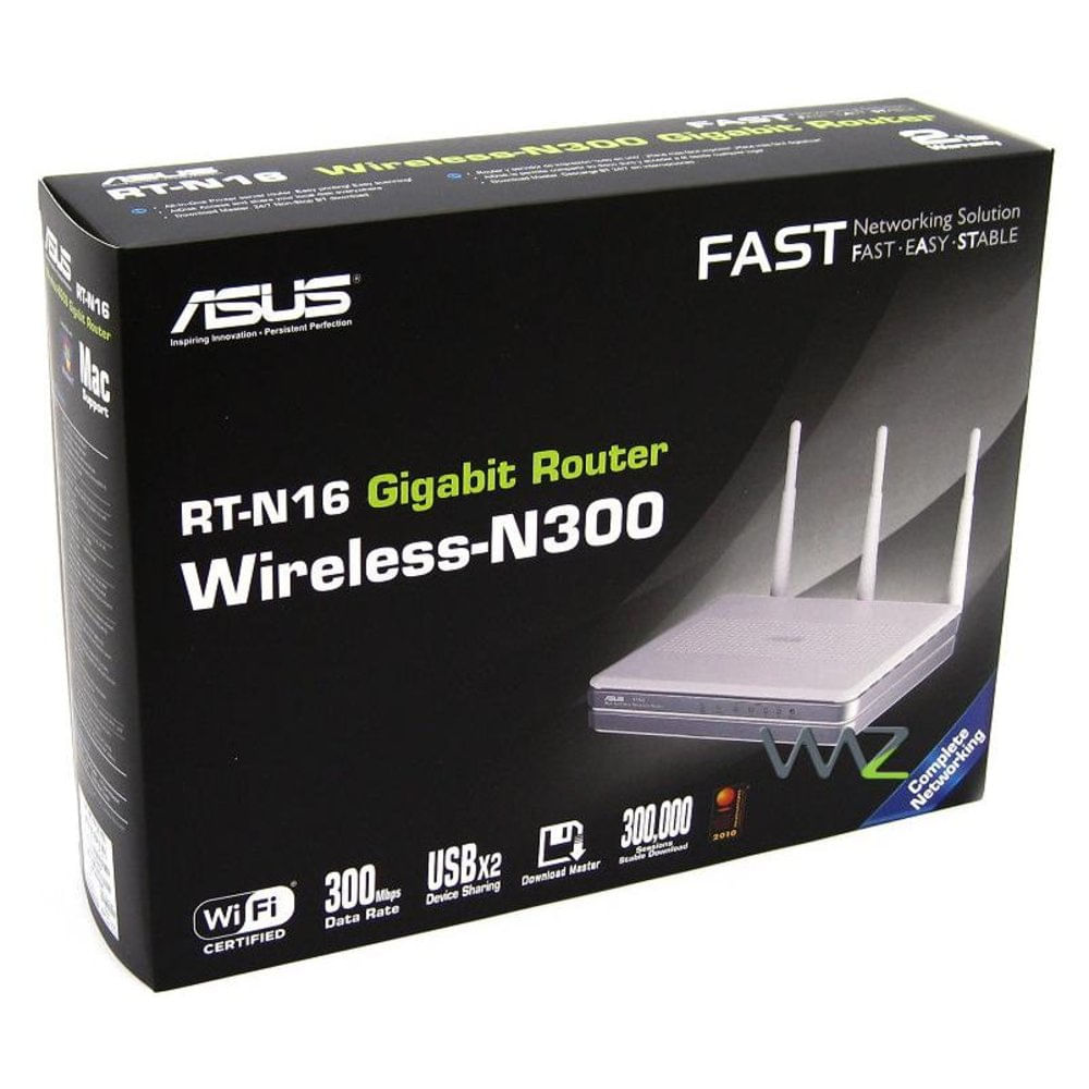 Roteador Wireless - Asus N300 - Branco - RT-N16 - waz
