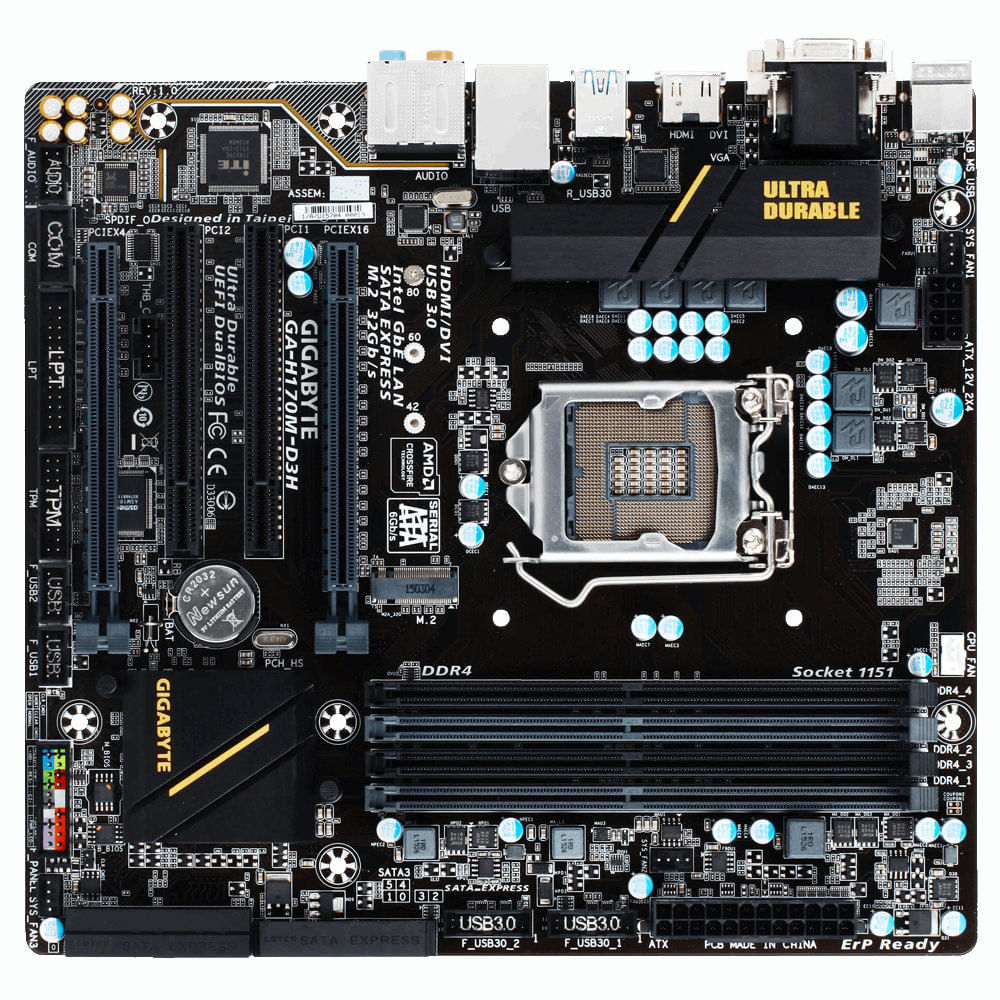 Placa mãe LGA 1151 - Gigabyte GA-H170M-D3H (Micro ATX) - waz