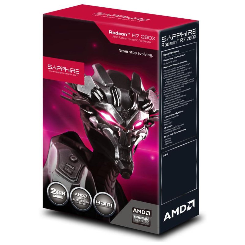 Placa de vídeo PCI-E AMD R7 260X 2GB/128bits Sapphire OC Edition ...