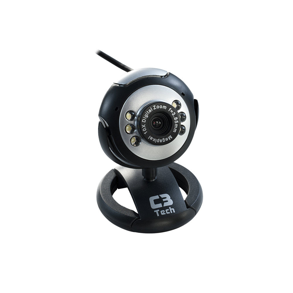 Webcam - USB 2.0 - C3 Tech - Preta/Prata - WB2101-P - waz