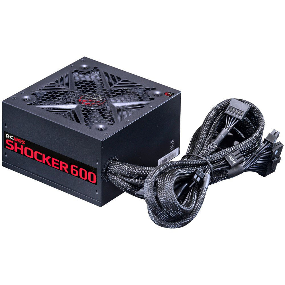 Fonte ATX - 600W - PCYes Shocker - 80 Plus - Preta - 24416 - waz