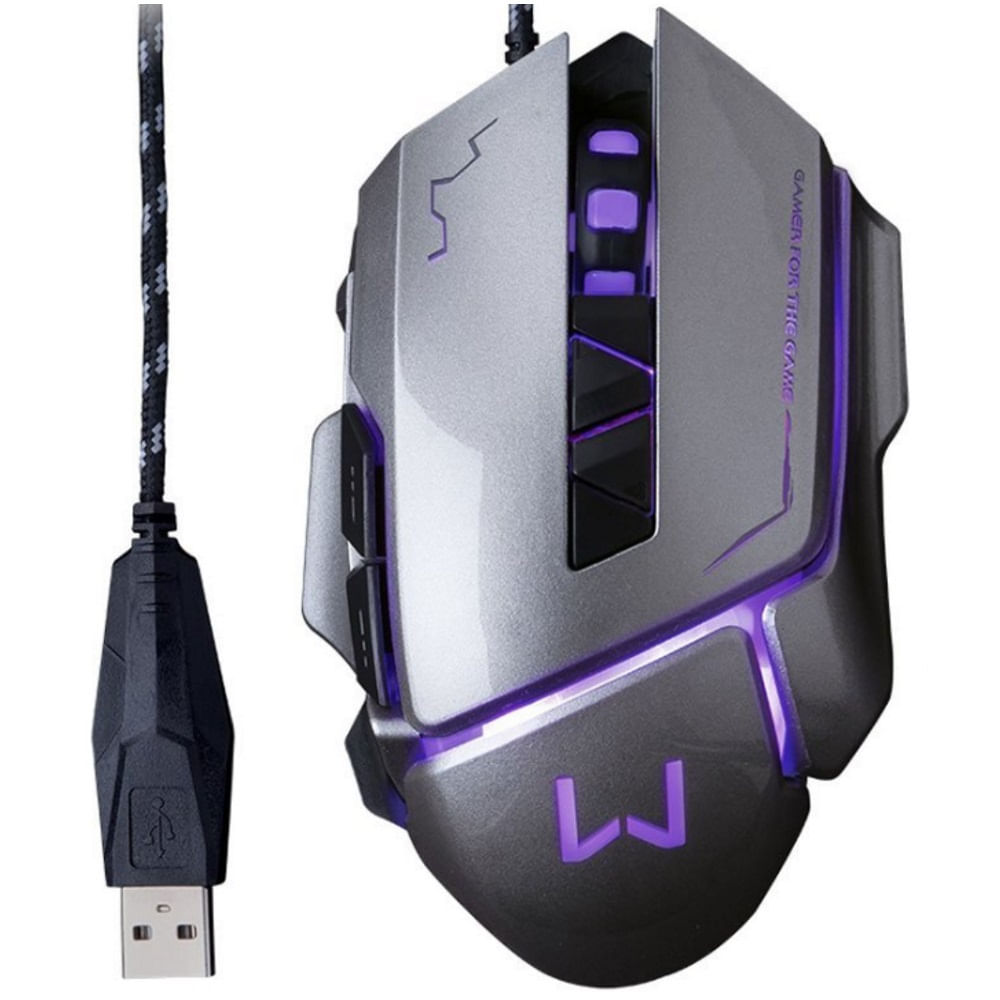 Mouse Gamer - USB - Multilaser Warrior - MO262 - (3200 DPI, Grafite) - waz