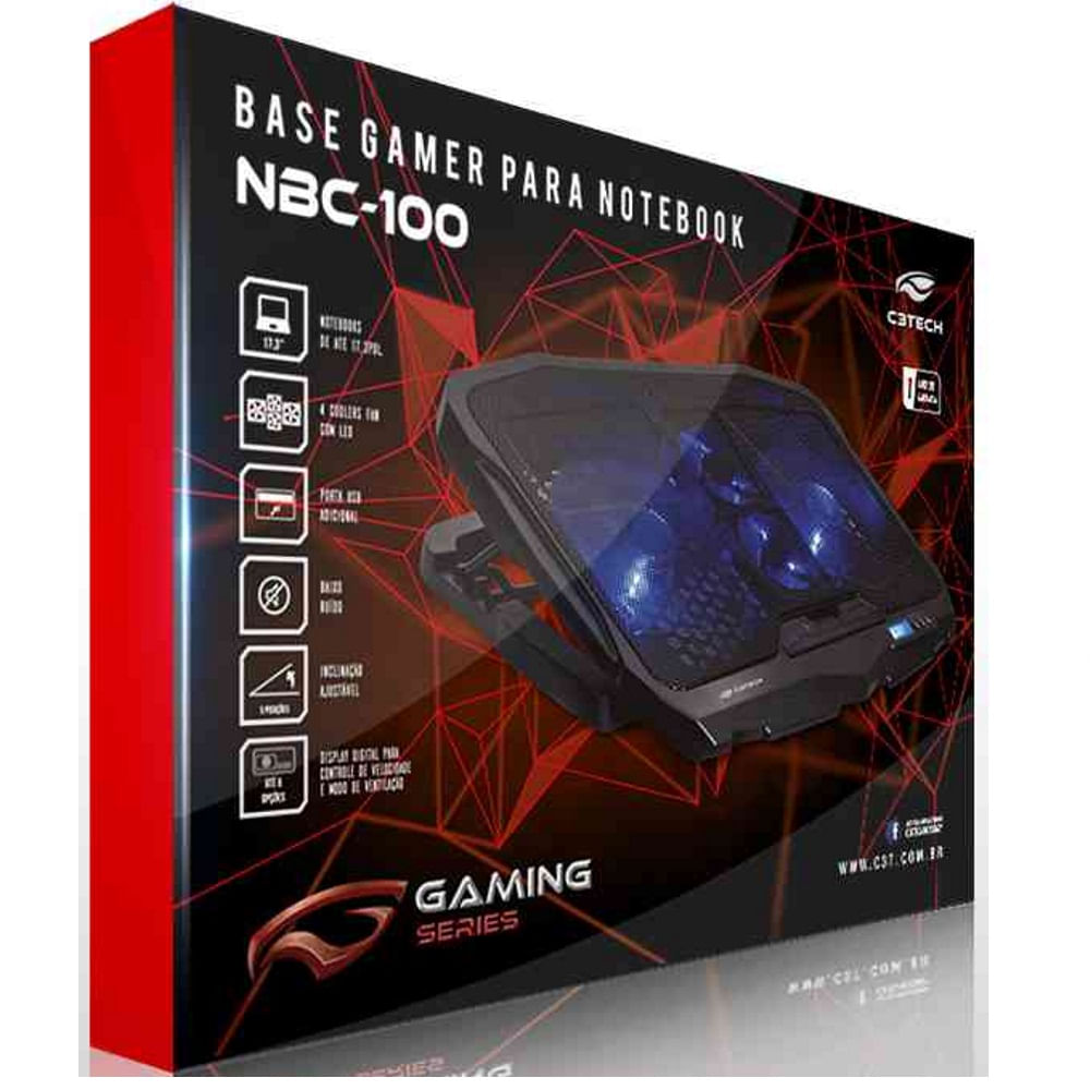 Cooler p/ Notebook 17,3 - C3 Tech Gamer (c/ Led Azul) - NBC-100BK - waz