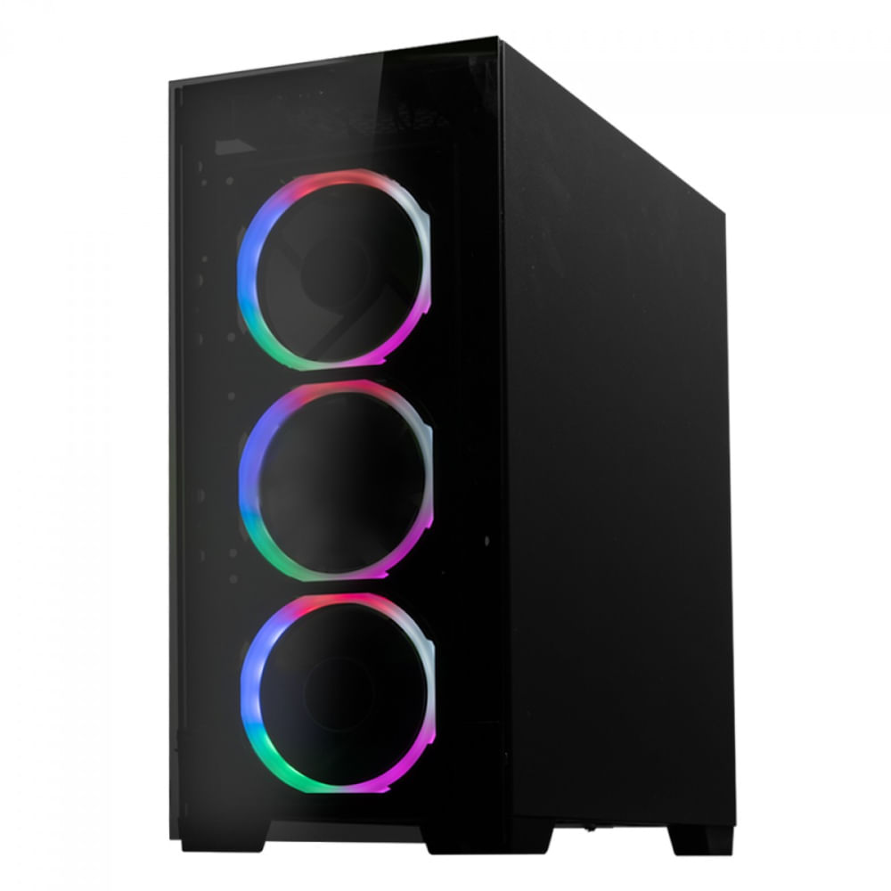 Gabinete ATX - Redragon Mixmaster Preto - GC-618 (3x Fans Rainbow) - waz