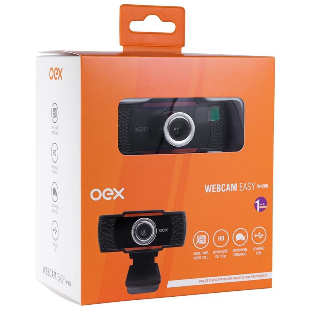 Webcam - USB 2.0/P2 - HD 720P - Preta - OEX - W200 - waz