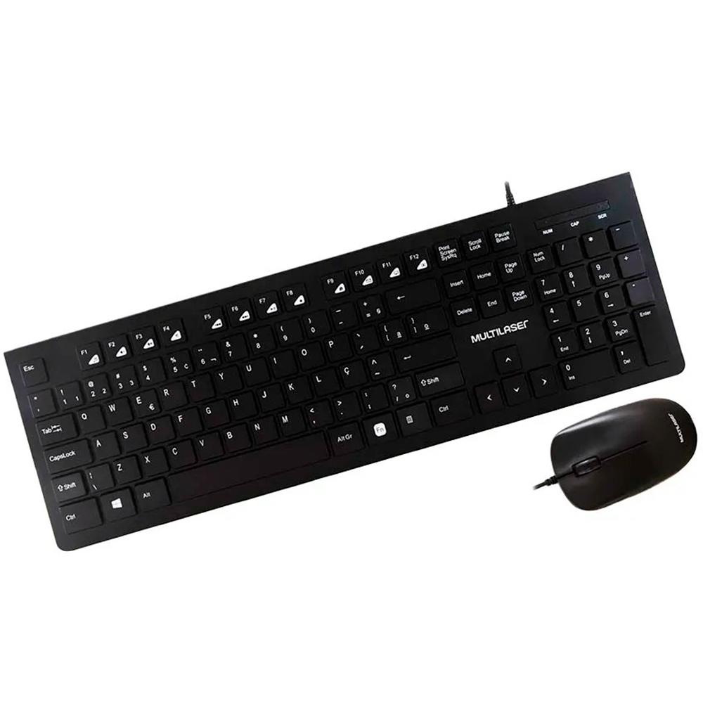 Teclado e Mouse - USB - Multilaser - Preto - TC240 - waz