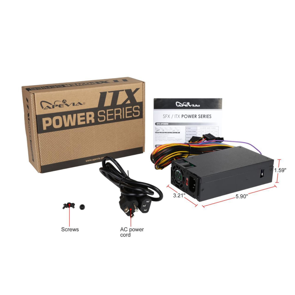 Fonte ITX - 300W - Apevia ITX-AP300W - waz
