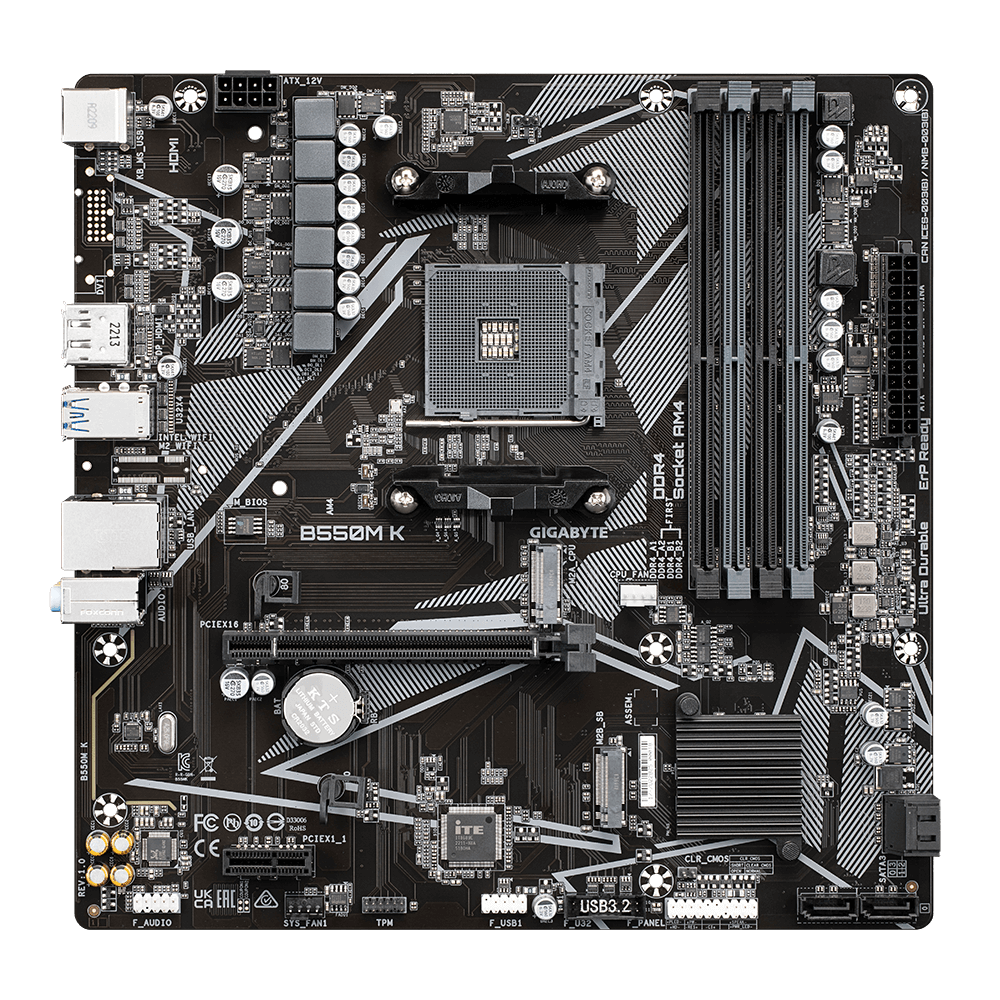 Placa mãe AM4 - Gigabyte B550M K (Micro ATX) - waz