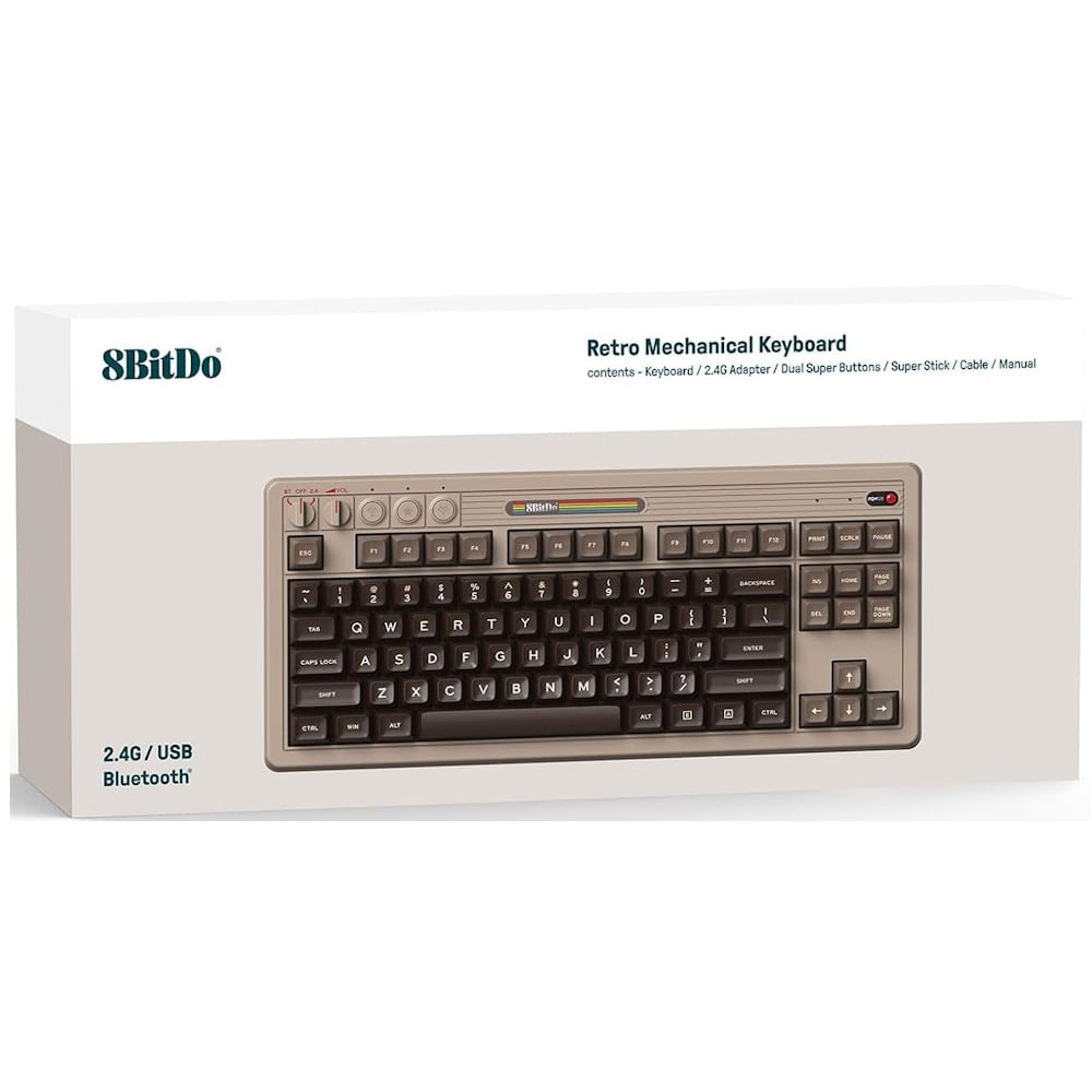 Teclado Mecânico 8BitDo - C64 (Bluetooth/2.4G/USB-C) - 85HA03 - waz